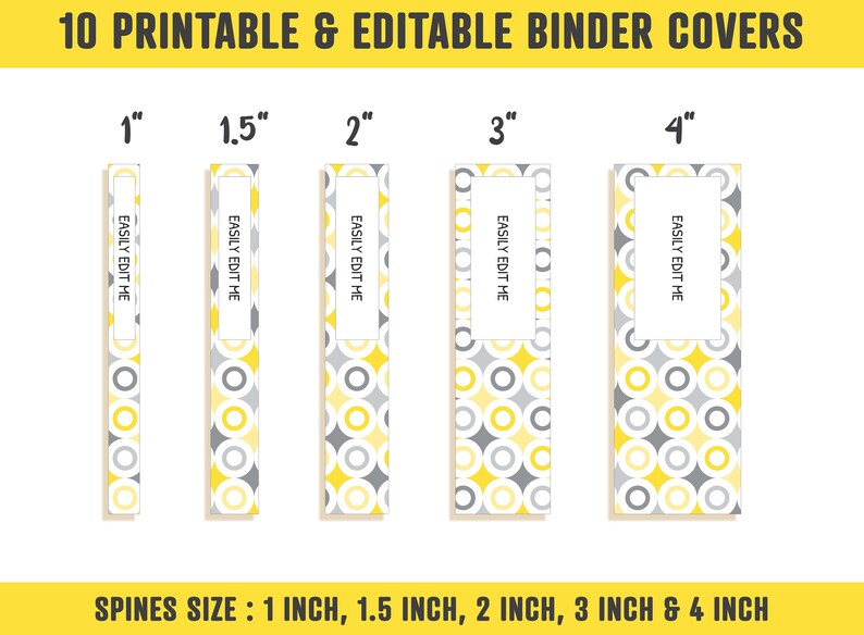 Binder Cover Printable Editable, 10 Coversspines, Binder Inserts ...