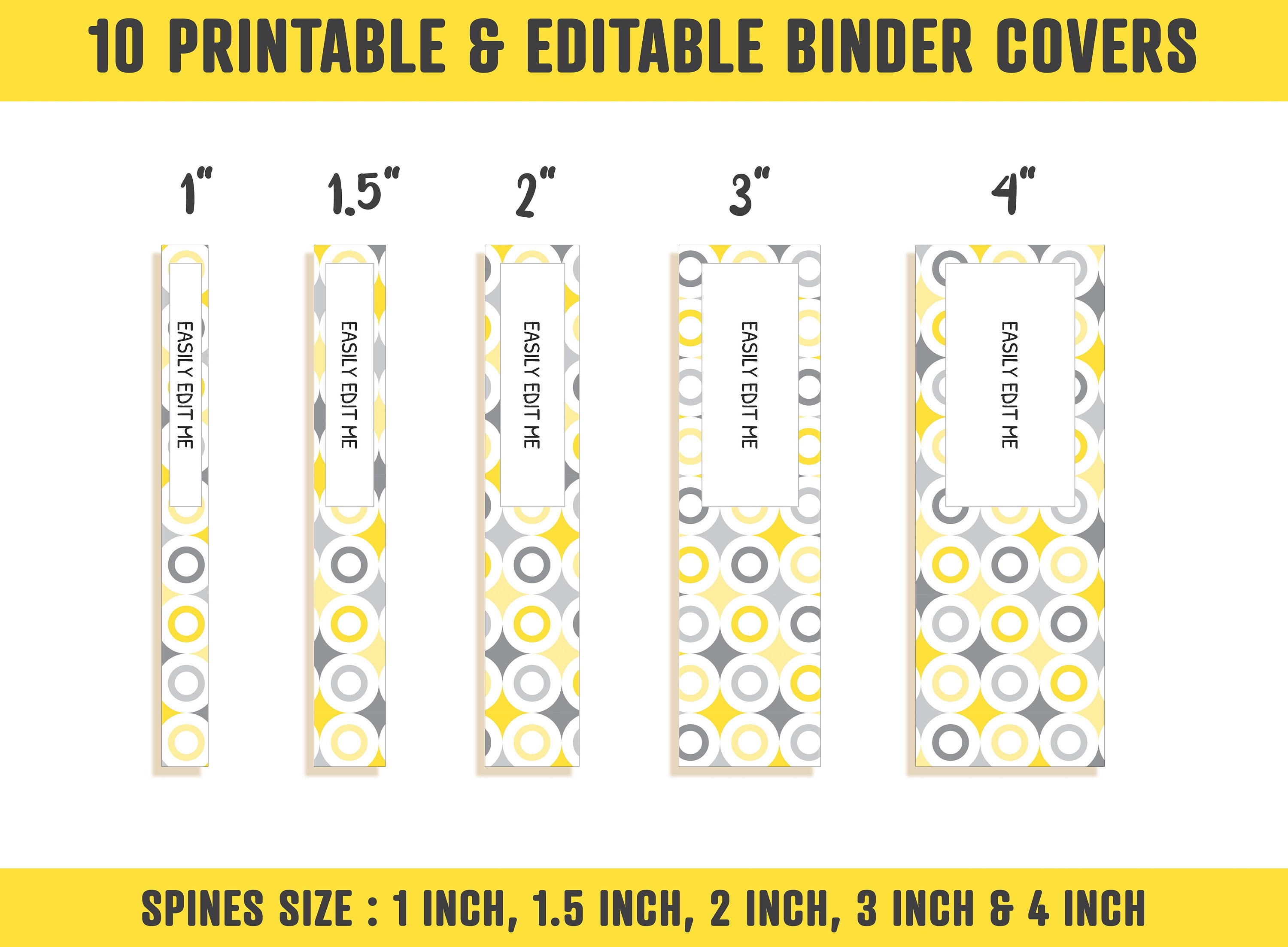 Binder Cover Printable Editable, 10 Coversspines, Binder Inserts ...