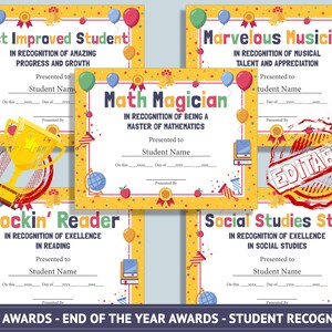 Editable Superlatives Certificates, End of the Year Classroom Awards ...