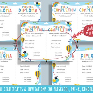 Editable Little Graduates: Preschool and Kindergarten Diplomas ...