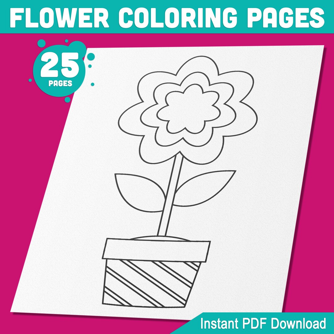 Potted Flower Coloring Pages: 25 Fun Coloring Book Designs – Perfect ...