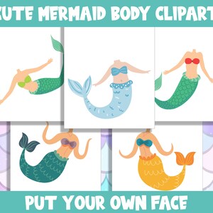 Cute Mermaid Body Clipart Collection for Prek to 6th Grade 20 - Etsy