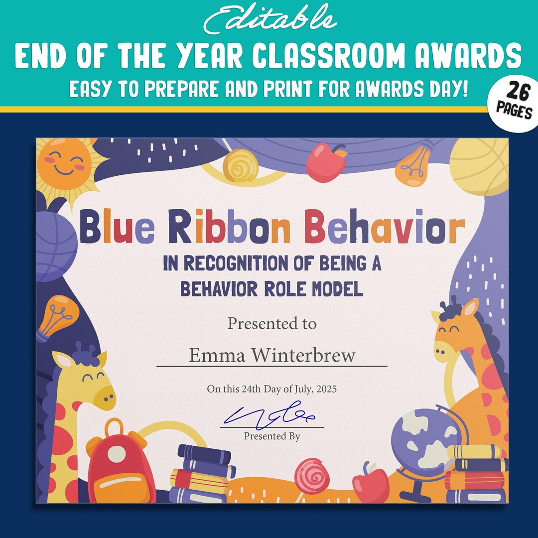Editable Funny Classroom Awards, End of the Year Classroom Awards ...
