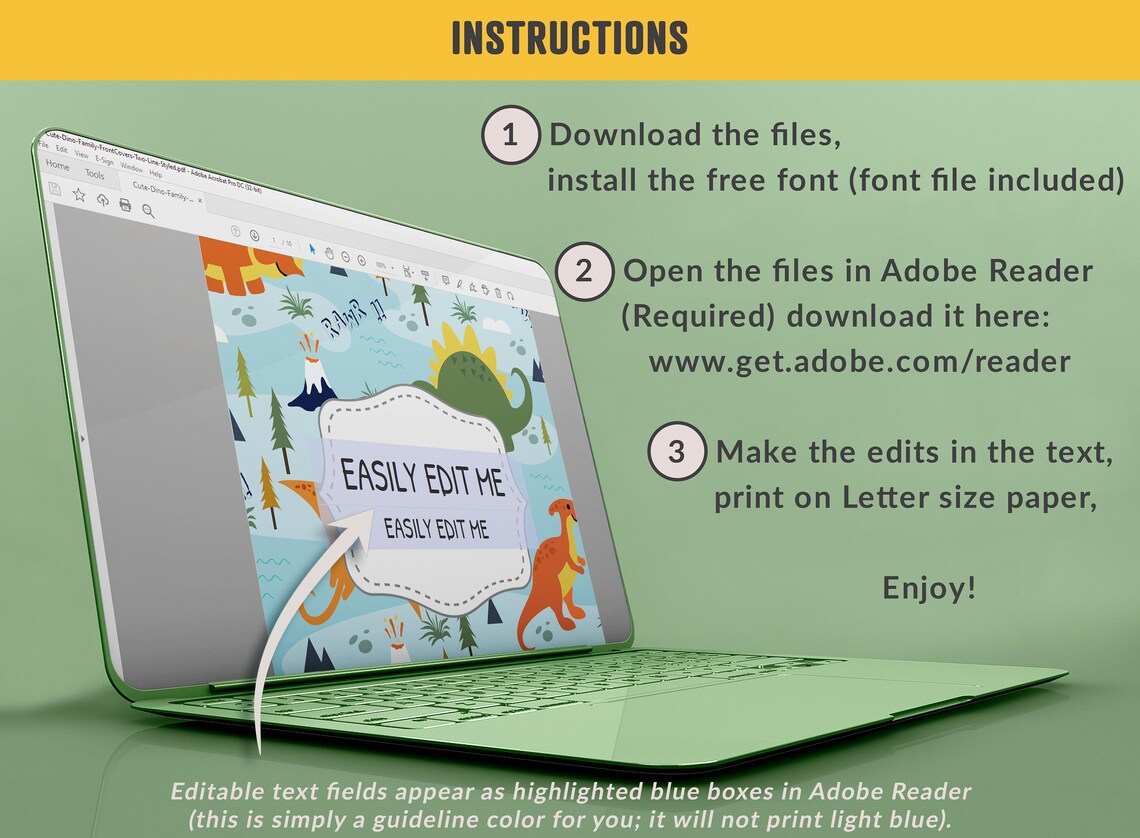 Cute Dinosaur Family Binder Cover 10 Printable & Editable - Etsy