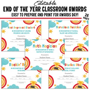 Editable, Fun, Unique End-of-year Class Awards for Students, 26 Pages ...