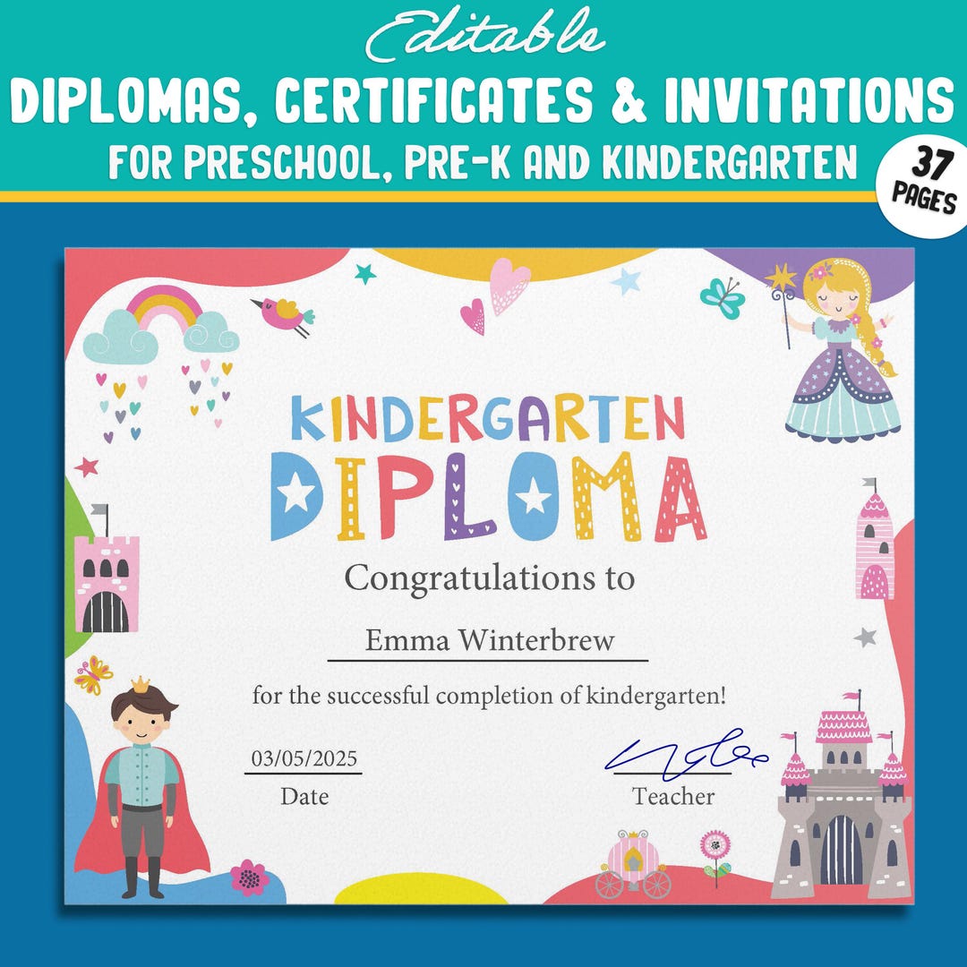 Editable Kindergarten, Pre-k, and Preschool Graduation Invitations ...