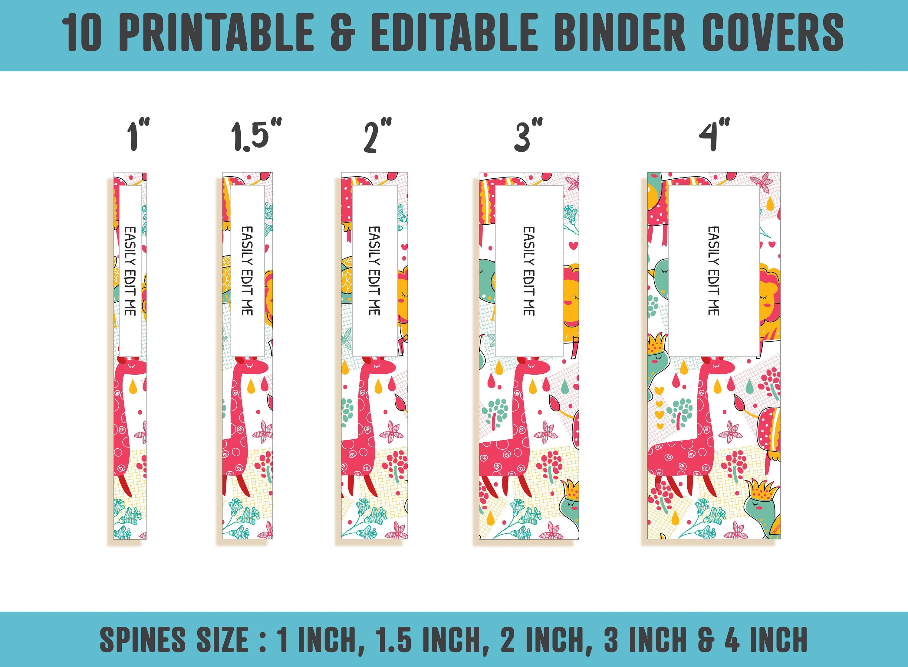 Animal Planner Covers 10 Editable Binder Covers and Spines - Etsy