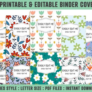 Floral Binder Cover, 10 Printable & Editable Covers+spines, Binder ...