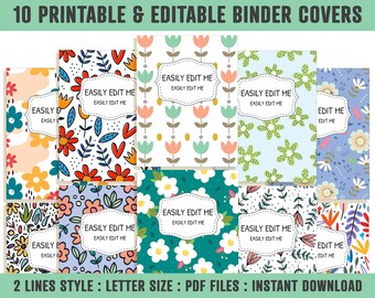 Binder Cover and Spine 10 Printable/editable Covers Spines - Etsy