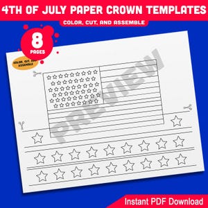 4th of July Paper Crown Templates – Printable Patriotic Headband Craft ...