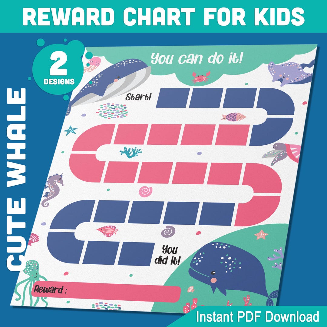Adorable Printable Whale Reward Chart for Kids, Sea Life-themed ...