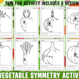 Vegetable Symmetry Worksheet, Vegetable Theme Lines of Symmetry ...