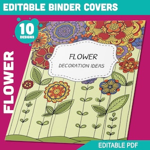 Flower Binder Cover Templates, 10 Printable & Editable Binder Covers ...