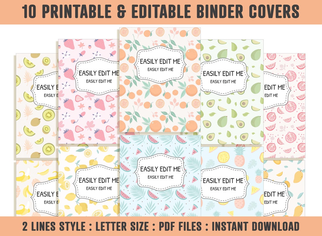 Tropical Fruits and Berries Binder Cover 10 Printable & - Etsy