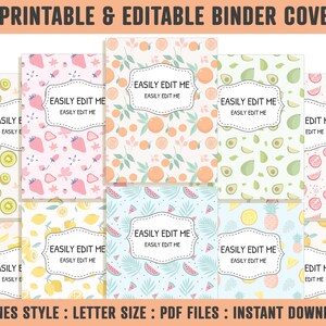 Tropical Fruits and Berries Binder Cover, 10 Printable & Editable ...