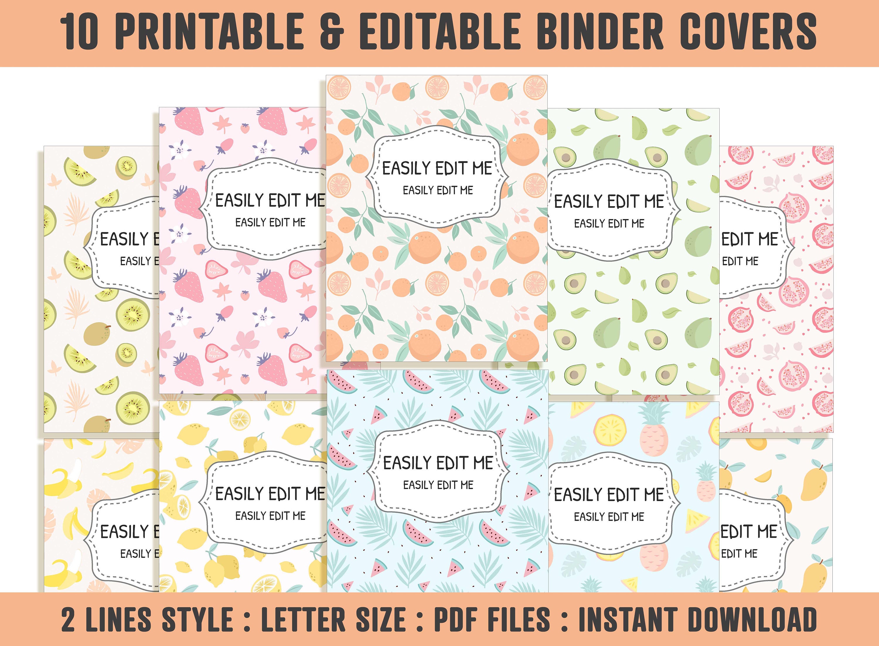 Tropical Fruits and Berries Binder Cover 10 Printable & - Etsy