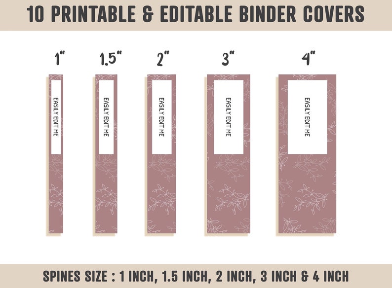 Floral Binder Cover 10 Printable & Editable Binder - Etsy