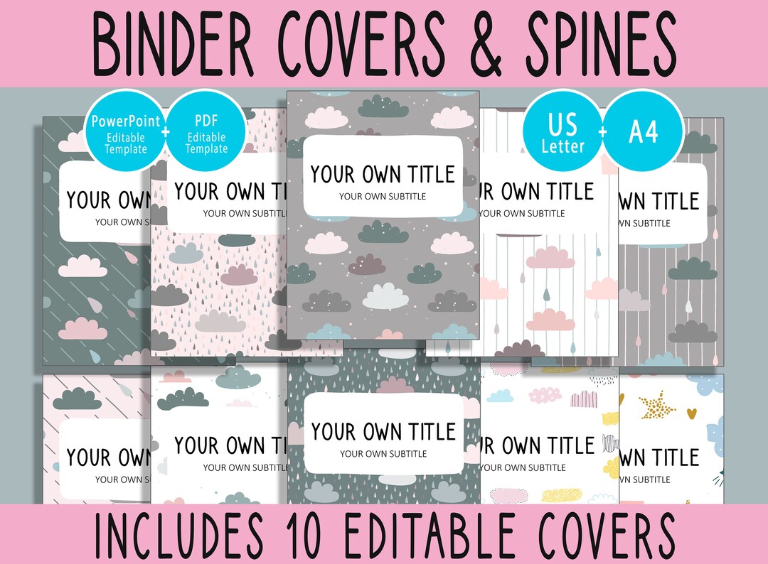 10 Editable Clouds Pattern Binder Covers Includes 1 1.5 - Etsy