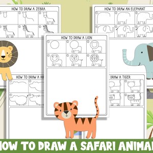 Learn How to Draw a Safari Animal (lion, Tiger, Elephant, Hippopotamus ...