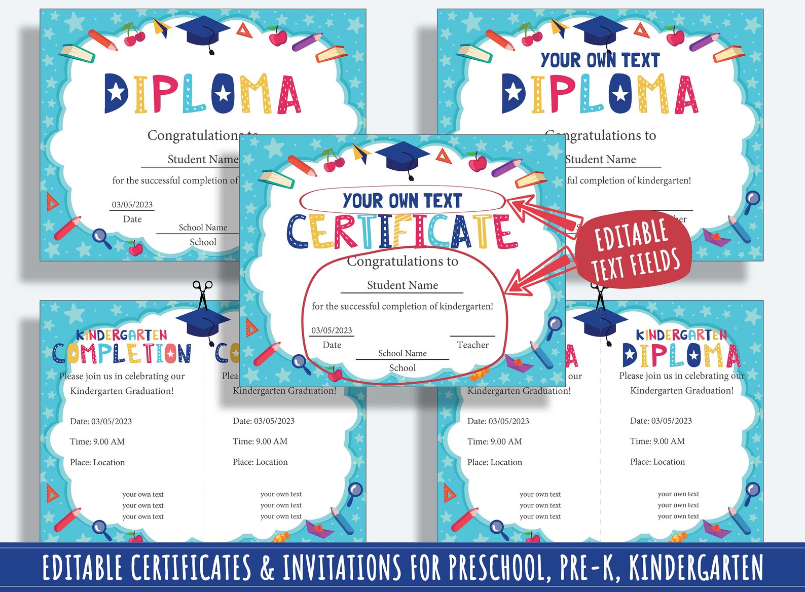Certificate of Completion, Editable End of Year Diplomas, Certificates ...