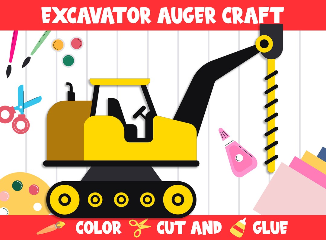Excavator Auger Craft Activity - Color, Cut, and Glue for Prek to 2nd ...