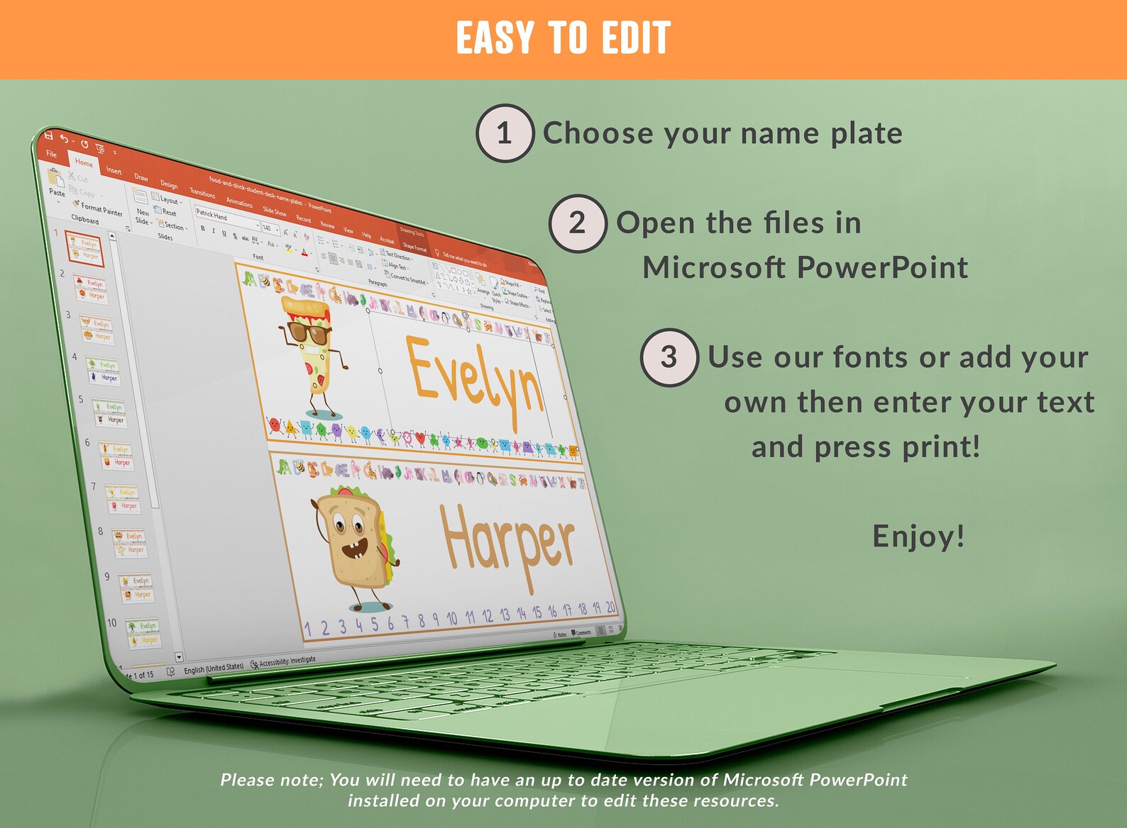 Student Desk Plates, 30 Printable/editable Funny Food & Drink Classroom ...