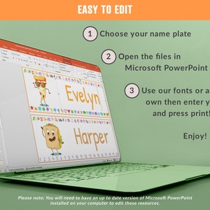 Student Desk Plates, 30 Printable/editable Funny Food & Drink Classroom ...