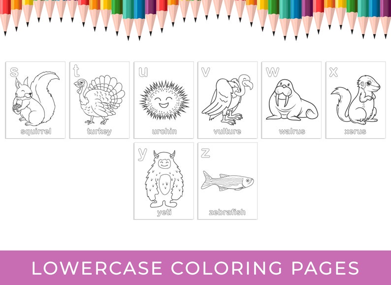 Alphabet Coloring Pages 52 Printable Animal Alphabet Coloring Pages for ...