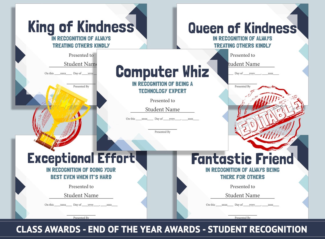 Editable Middle School Awards End of the Year Awards Student - Etsy
