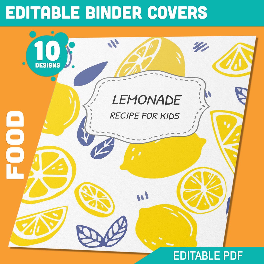 Food Binder Cover, 10 Printable/editable Covers+spines, Teacher/school ...