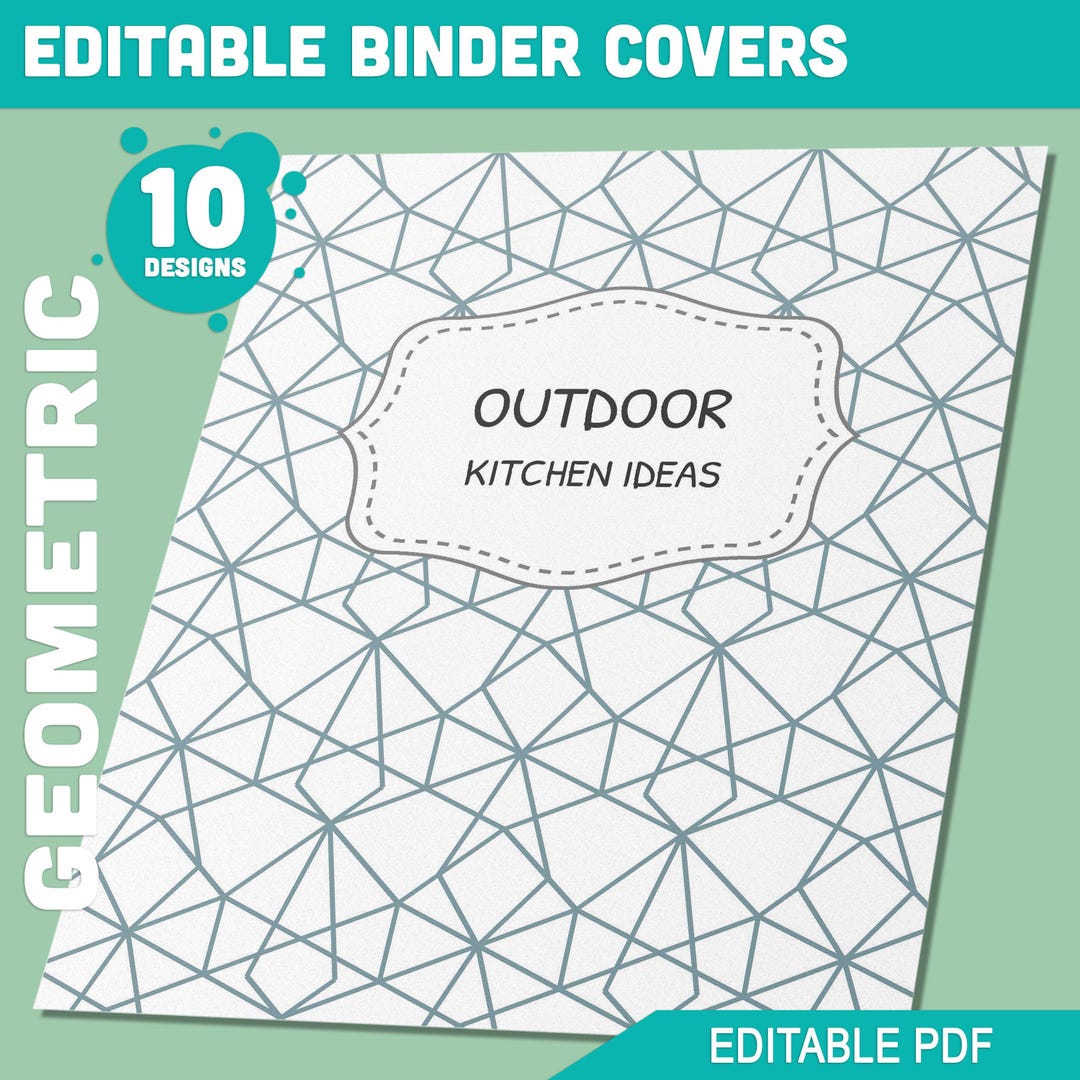 Geometric Patterns Binder Cover, 10 Printable & Editable Binder Covers ...