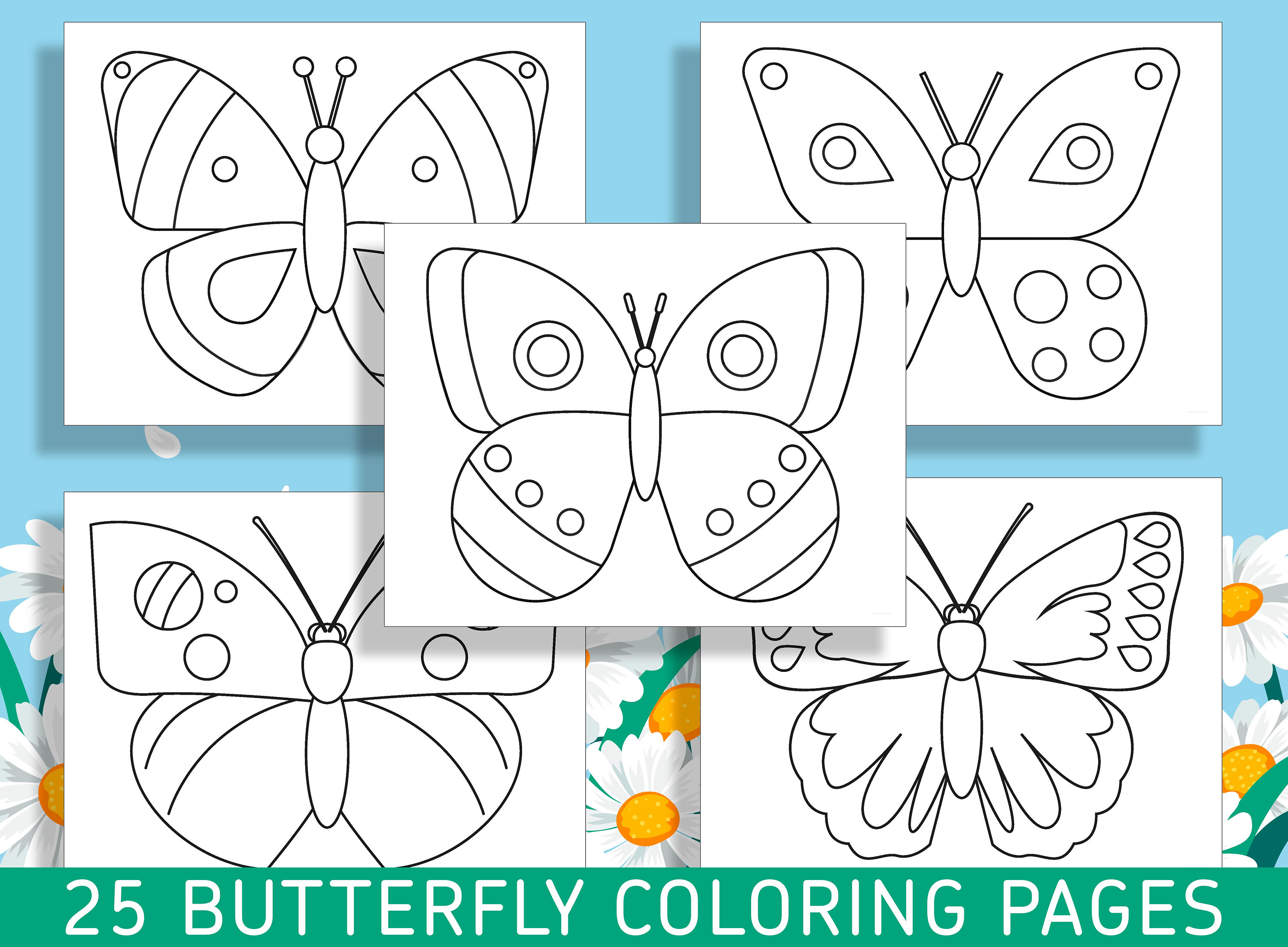 Butterfly Coloring Pages: 25 Simple Designs for Kindergarten ...