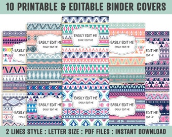 Binder Cover and Spine 10 Printable/editable Covers Spines | Etsy