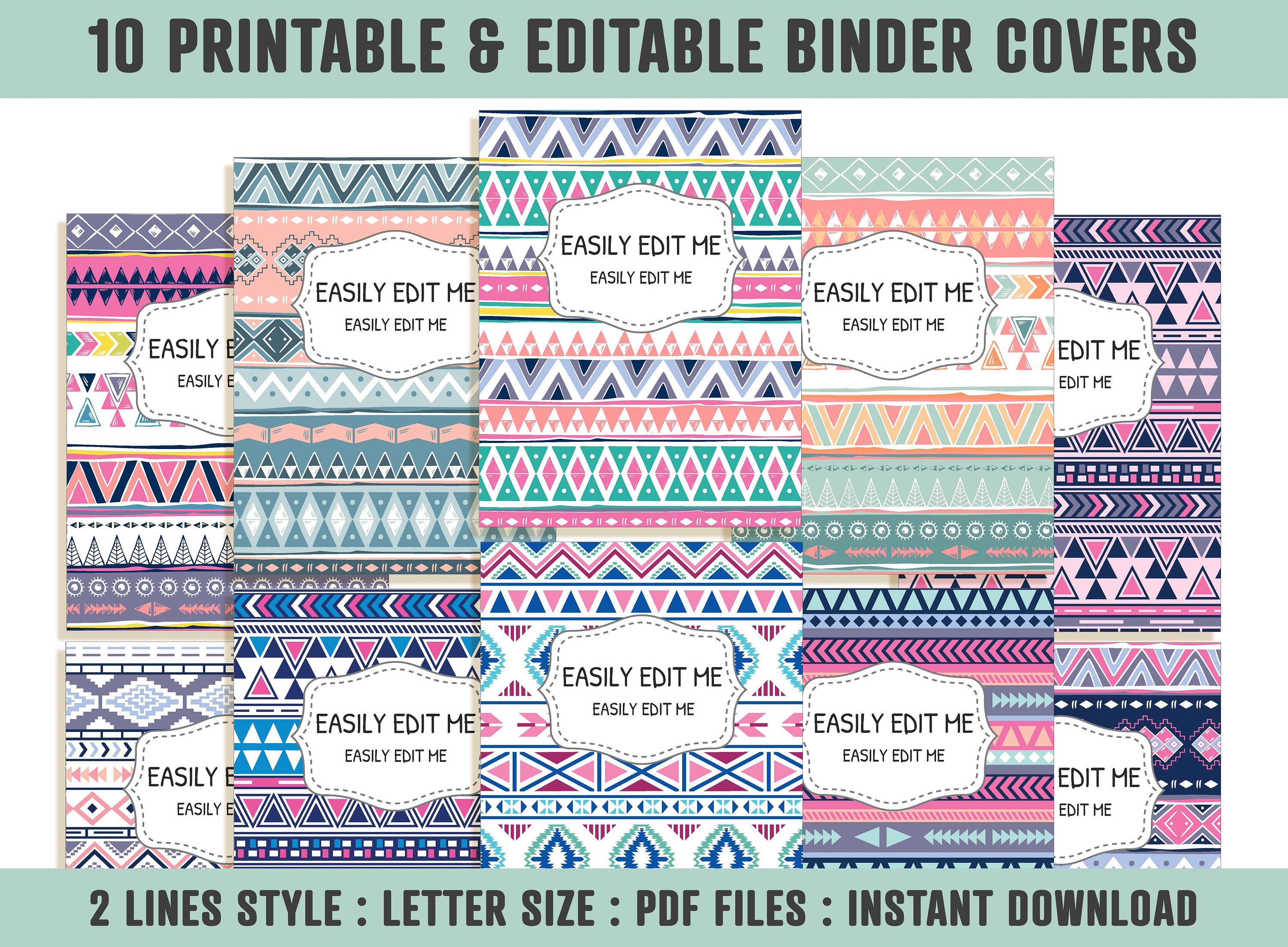 Navajo/tribal Binder Cover, 10 Printable/editable Covers Spines, Binder ...
