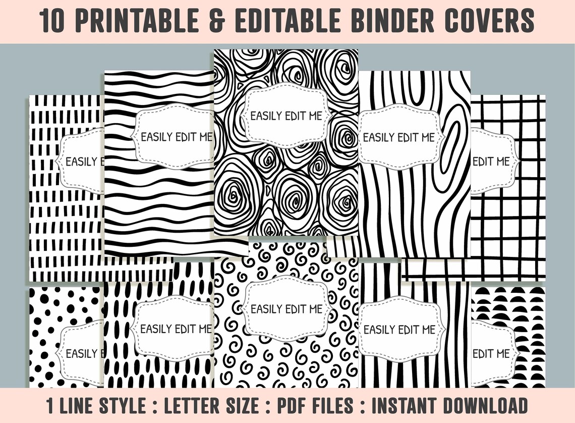 Abstract Vector Binder Cover 10 Printable/editable Binder - Etsy