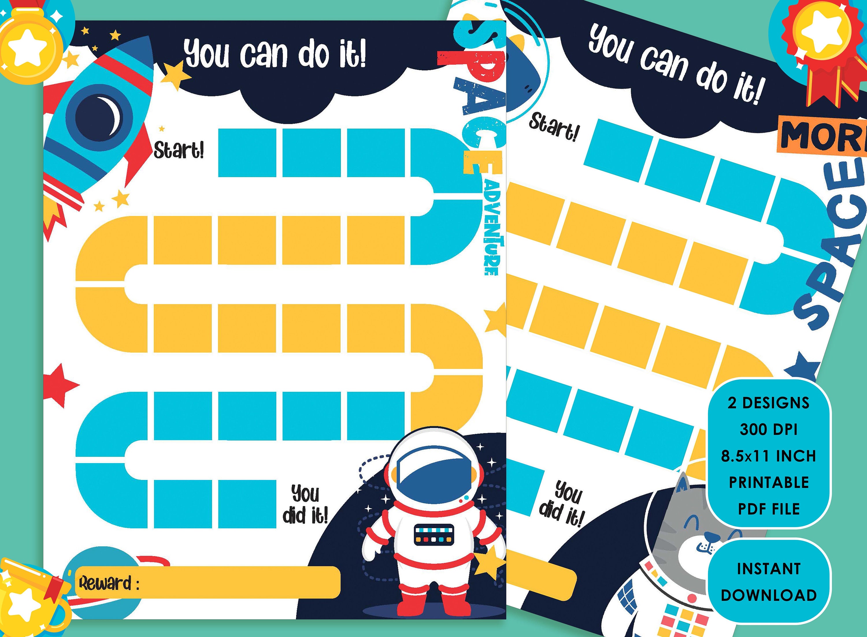 Printable Astronaut Explorer Reward Chart for Kids: Fun Behavior ...