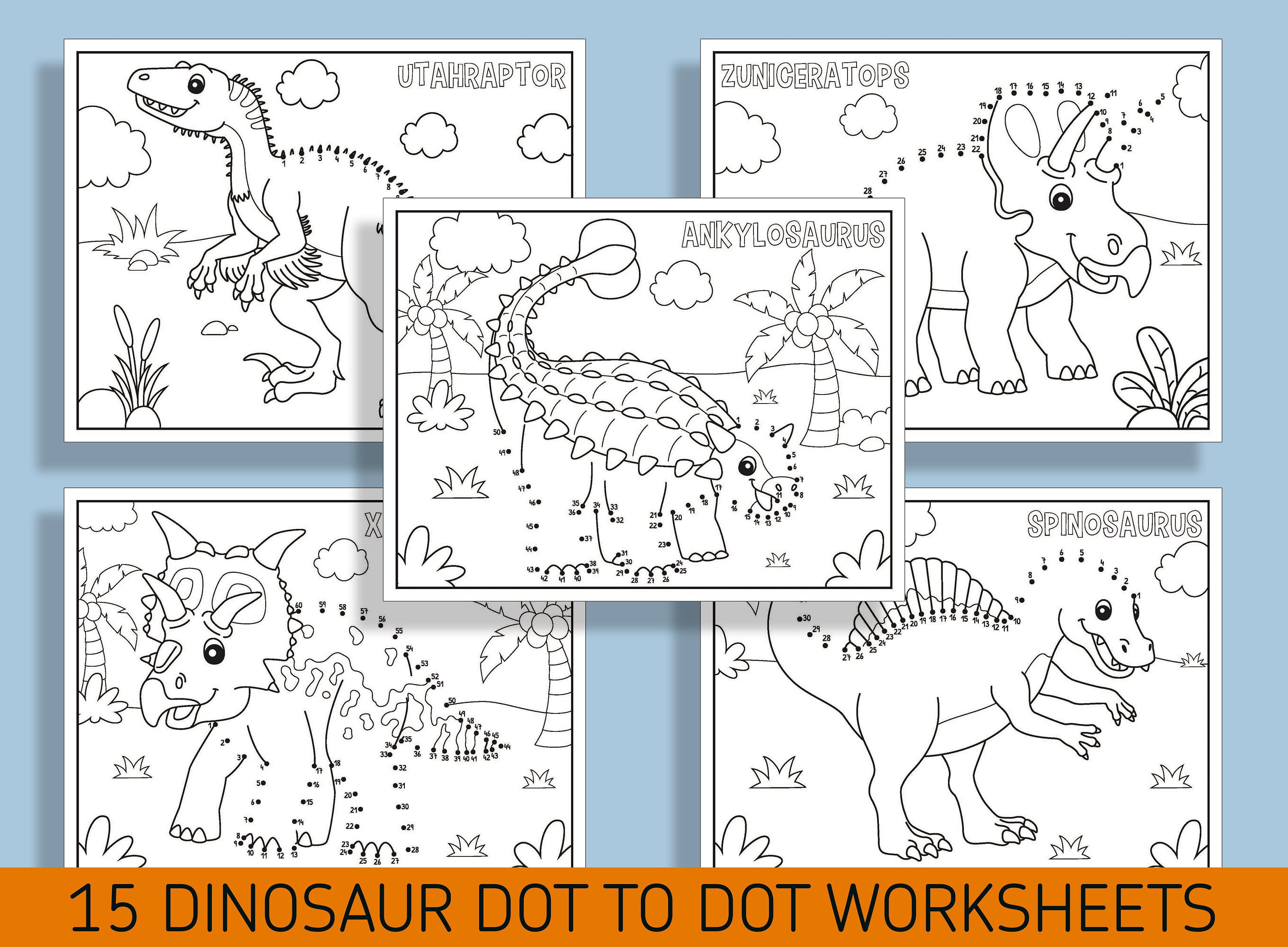 Roar Into Learning With 15 Dinosaur Dot-to-dot Worksheets: Perfect for ...