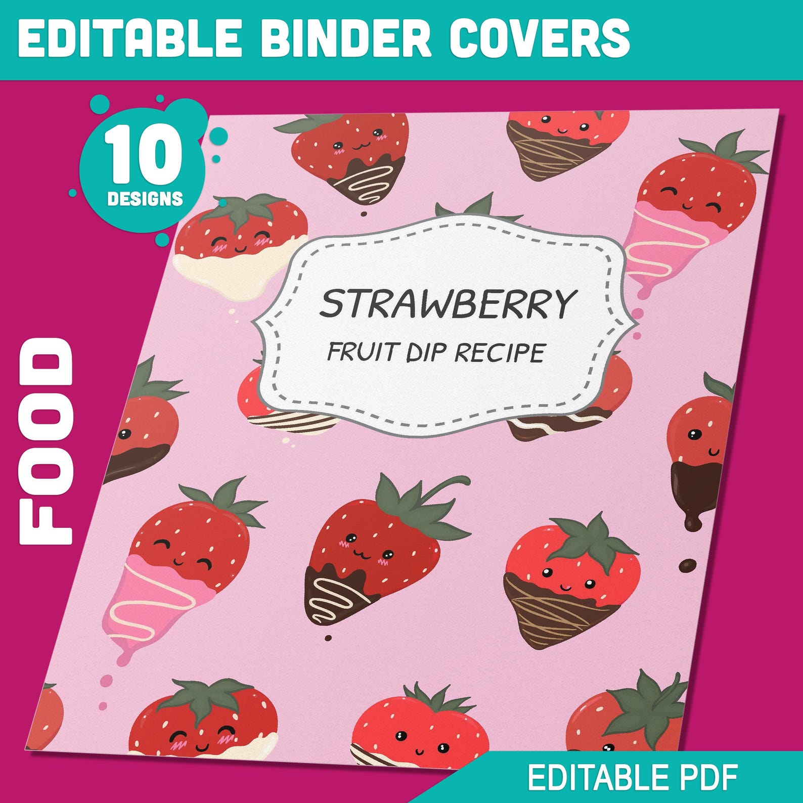Food Binder Cover, 10 Printable & Editable Coversspines Binder Insert ...
