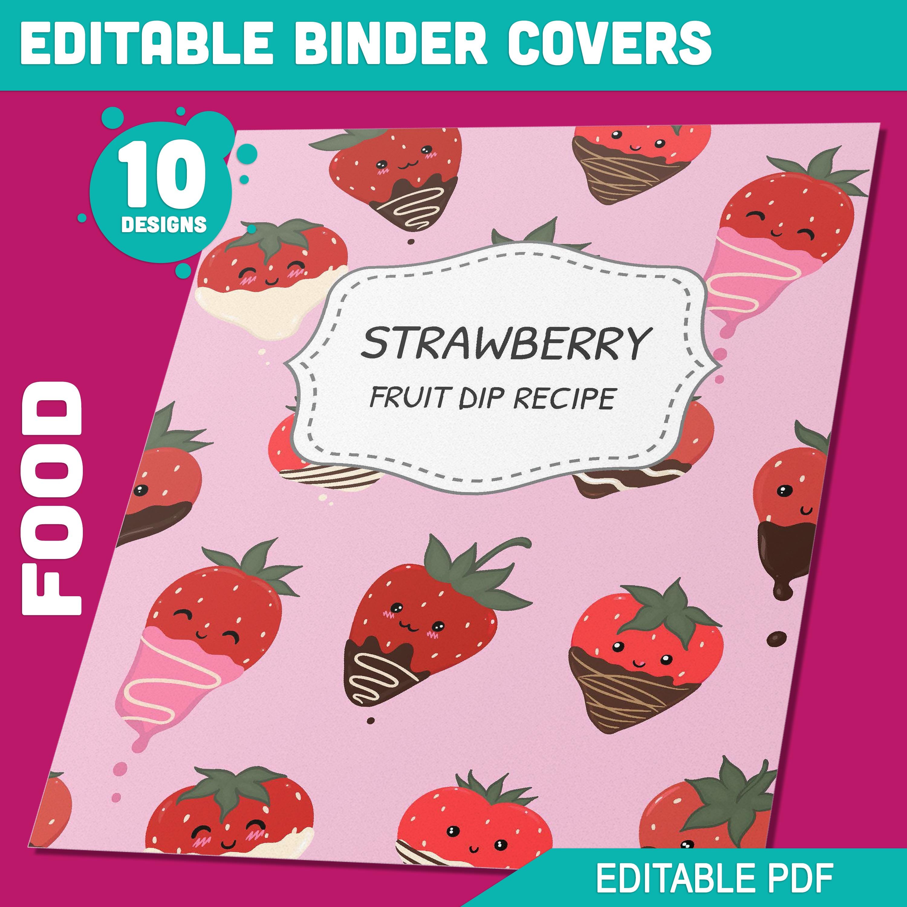 Food Binder Cover, 10 Printable & Editable Covers+spines Binder Insert ...