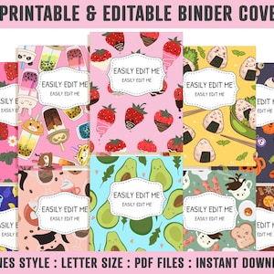 Food Binder Cover, 10 Printable & Editable Covers+spines Binder Insert ...
