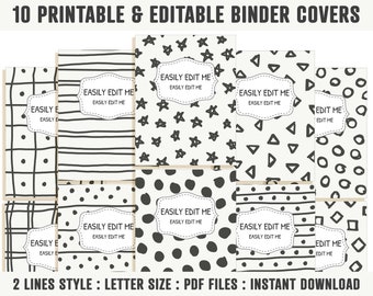 10 Printable & Editable Binder Covers Binder Insert Planner | Etsy