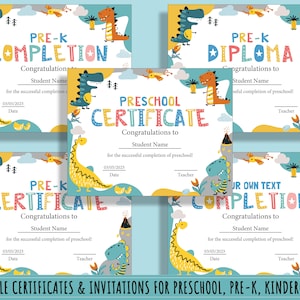 Editable Preschool Diplomas, Certificates, and Graduation Invitations ...
