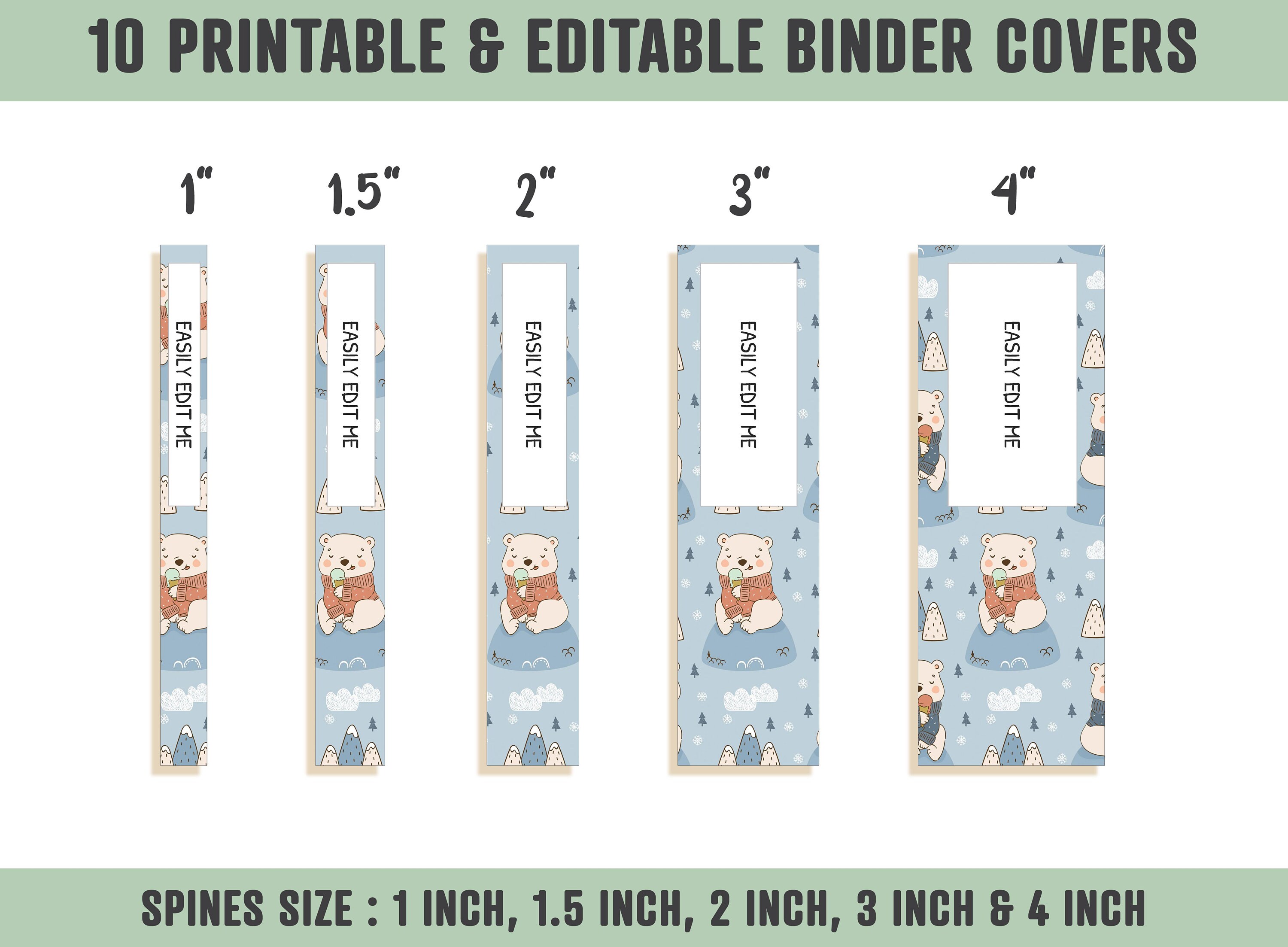 Animal Binder Cover, 10 Printable & Editable Coversspines, Binder ...