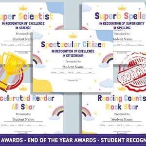 26 Editable Classroom Awards - End of the Year Awards - Student ...