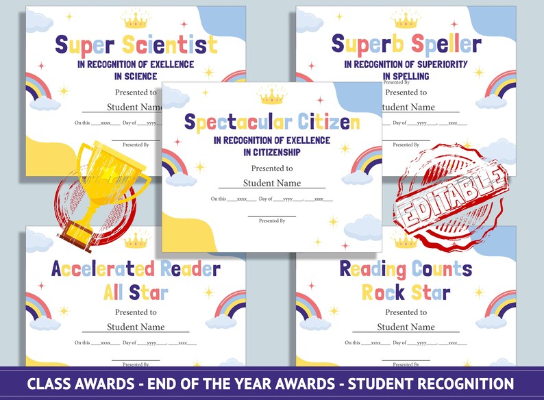 26 Editable Classroom Awards End of the Year Awards - Etsy