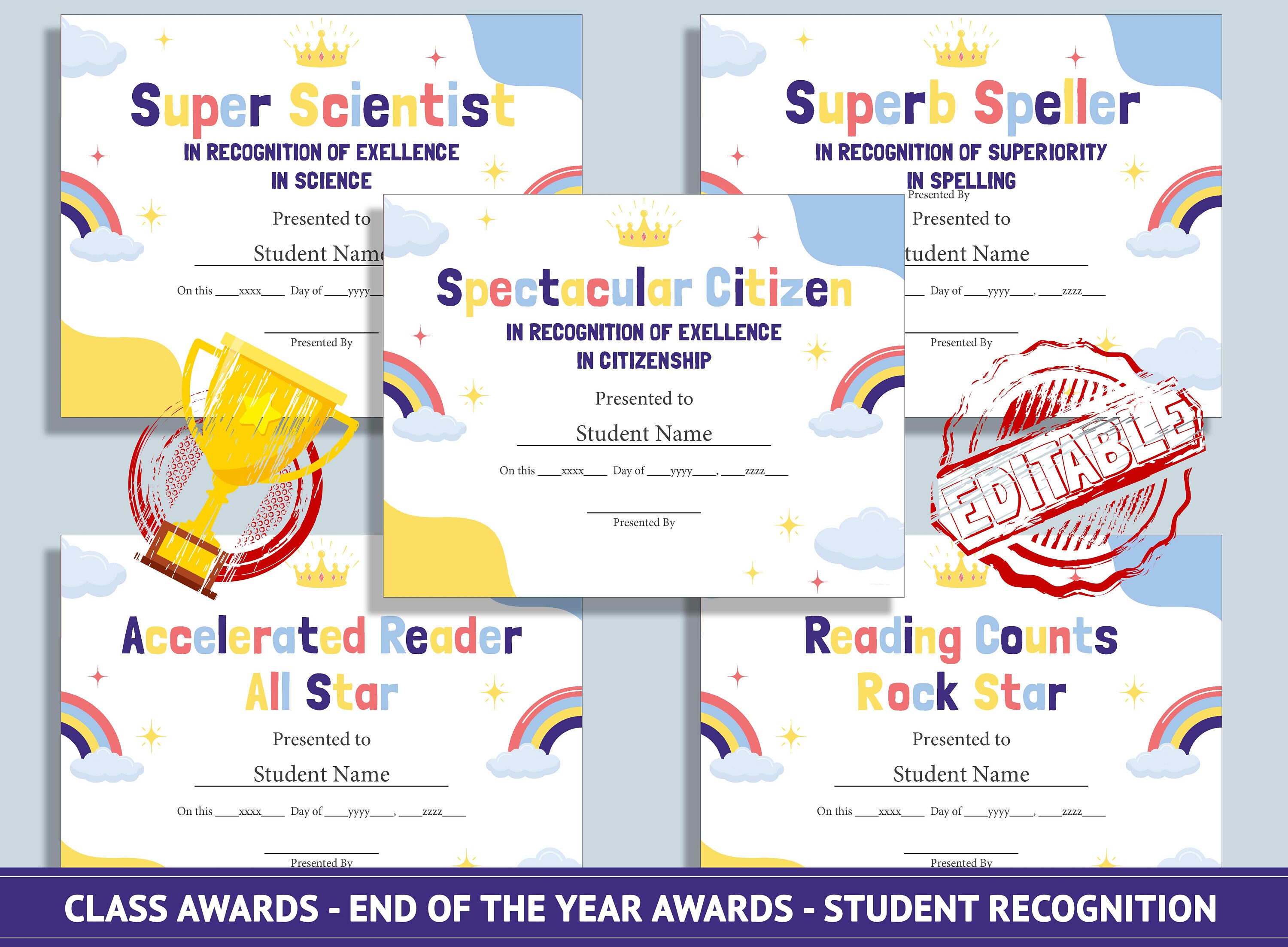 26 Editable Classroom Awards End of the Year Awards - Etsy