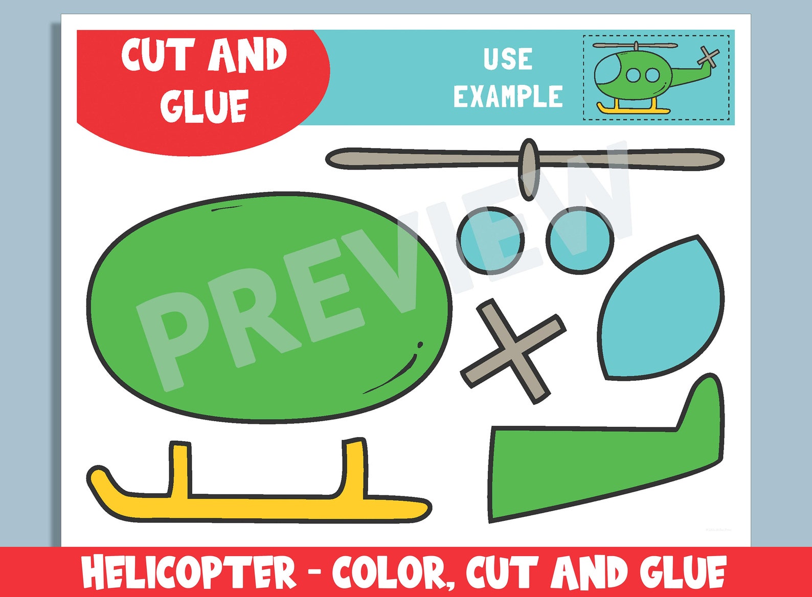 Helicopter Craft Activity Color, Cut, and Glue for Prek to 2nd Grade ...