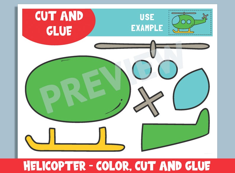 Helicopter Craft Activity Color, Cut, and Glue for Prek to 2nd Grade ...