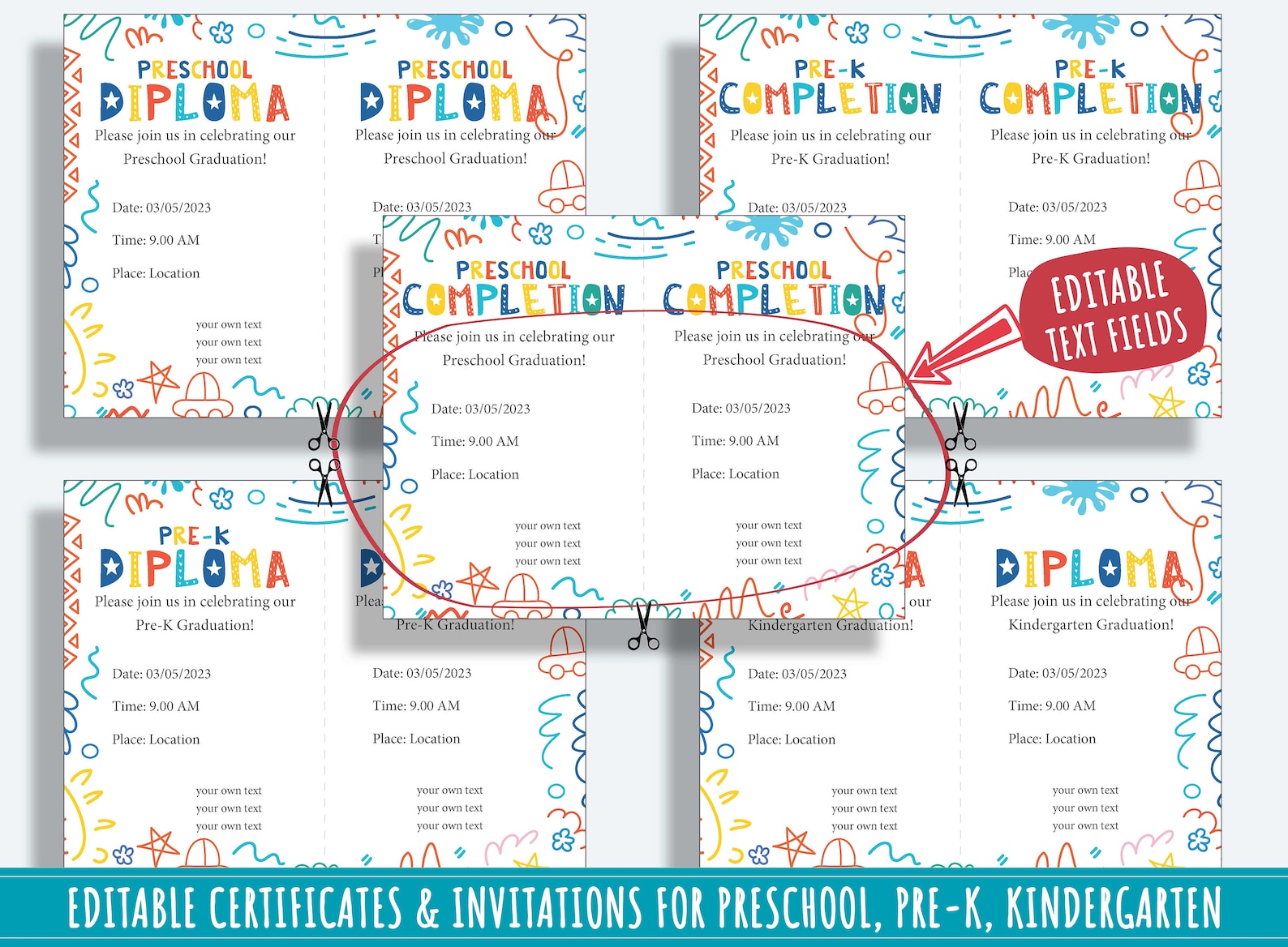 Certificate Template Editable End of Year Diplomas - Etsy