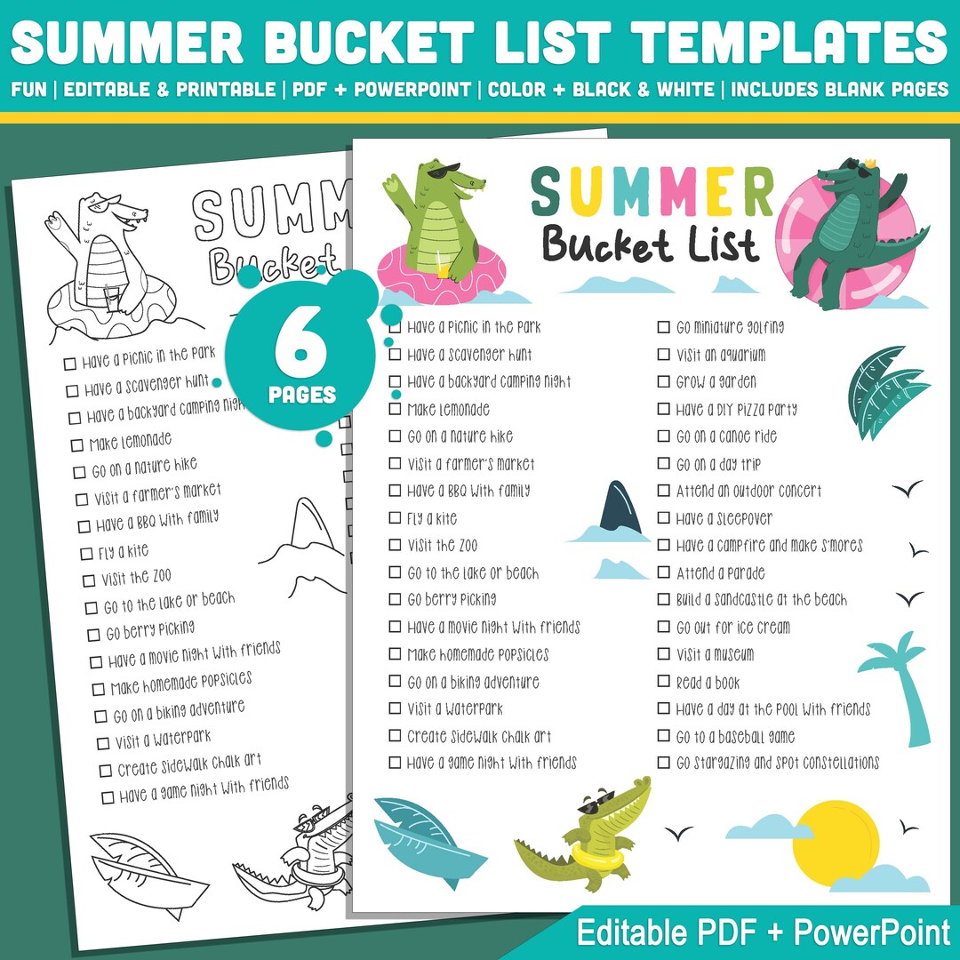 Summer To-do List Printable for Kids: Editable Bucket List Template in ...